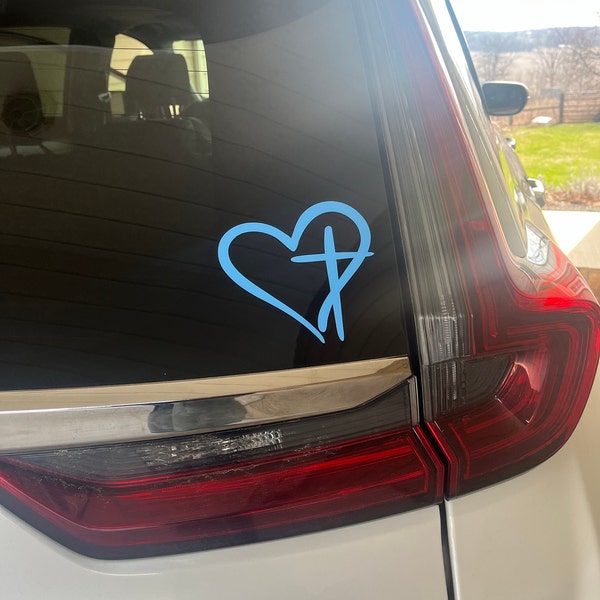 Cross Heart Car Decal - Etsy