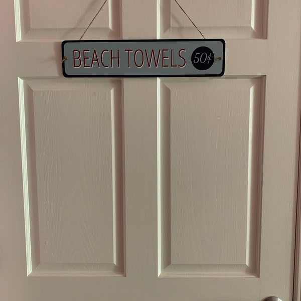 Beach Towel Sign, Beach Shop Decor, Beach Bathroom Sign, Beach Bathroom ...