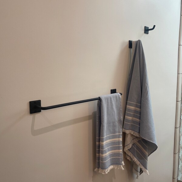 Minimalist 3 Piece Bathroom Towel Bar Set, Towel Bar, Towel Rod, Robe ...