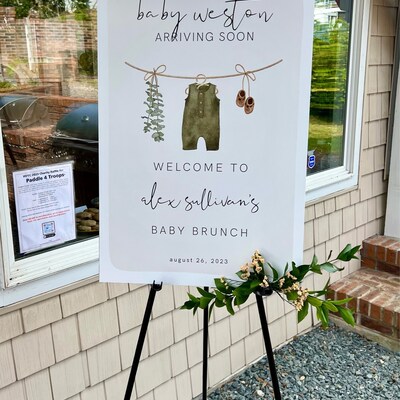 Boy Baby Shower Welcome Sign Template, Boho Boy Baby Shower, Neutral ...