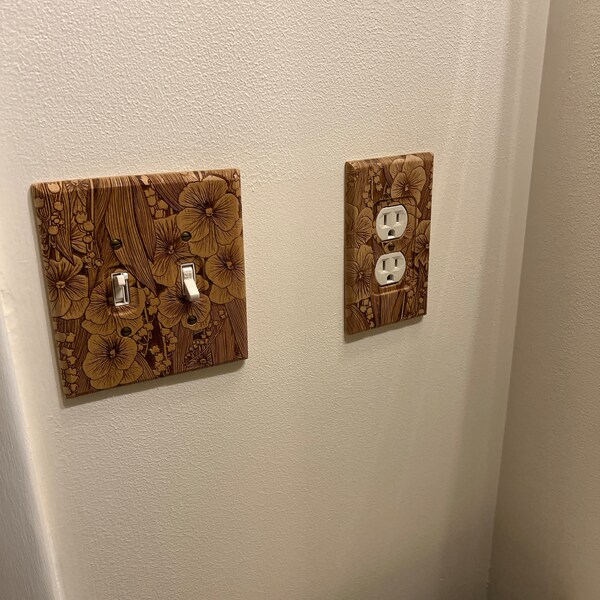 Wooden Flower Engraved Outlet Cover - Lily of the Valley and Violets - Etsy
