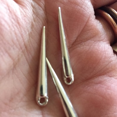 Sterling Silver Spike Charm, Pointy Spike Charm, Silver Pendulum, Spike ...