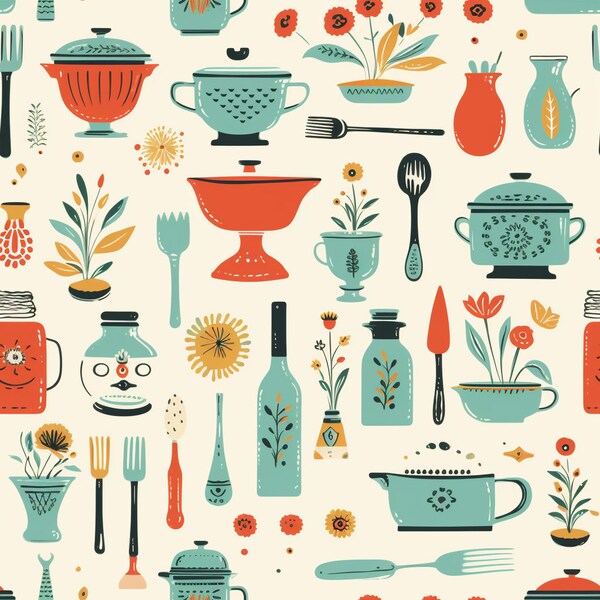 12 Vintage Kitchen Digital Paper Art Photos Junk Journal Seamless ...