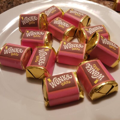 Wonka Bar Labels Mini & Snack Size Wrappers Wonka Bar Candy Bar Label ...