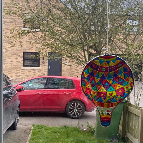Painted Glass Balloon With Cat. 12.0 X 9.0 Cms. Hanging Decoration ...