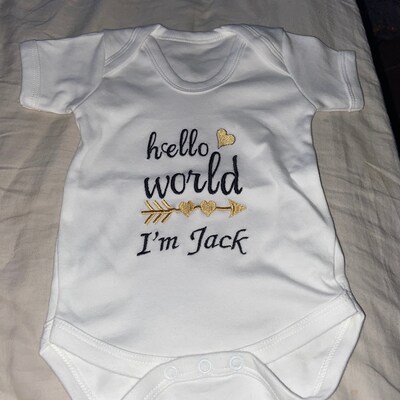 Hello World Personalised Baby Vest, Babygrow,bodysuit,grow,outfit New ...