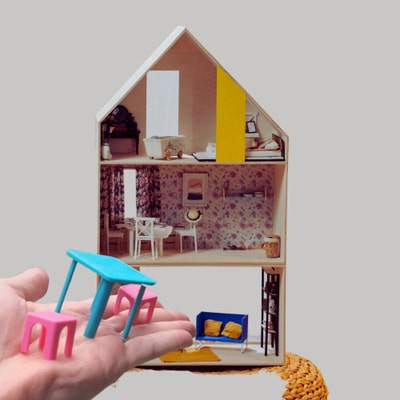 3D Dollhouse STL Files Modern House Bookcase and Basket STL Files for ...