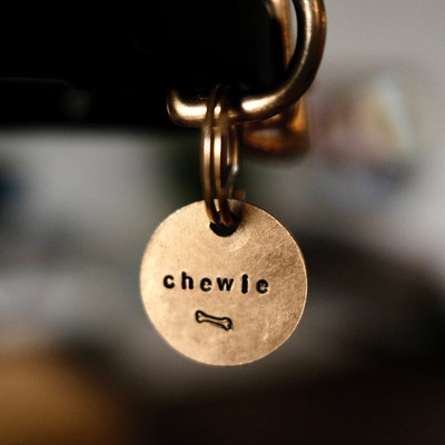 Gold Dog Tag Stamp Front & Back Brass Dog Tag Circle Dog - Etsy