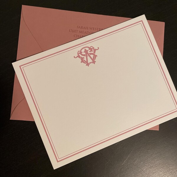 Personalized Note Cards Set, Monogram Stationery for Couples ...