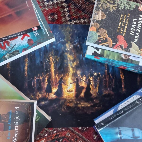 Fire Dance Wall Art, Nymphs Witches Dancing, Gothic Painting, Dark ...