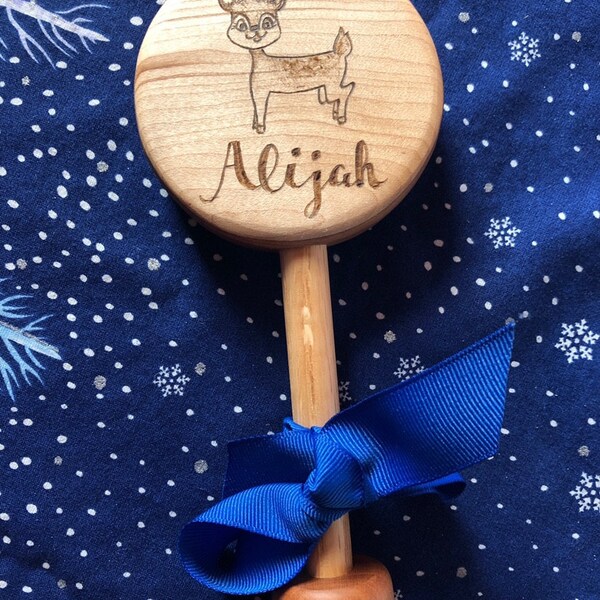 Personalized Baby Gift Baby Birth Stats Keepsake Wooden Rattle Custom ...