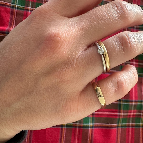 14K Gold Simple Rectangle Ring, Personalized Rectangle Ring, Custom ...