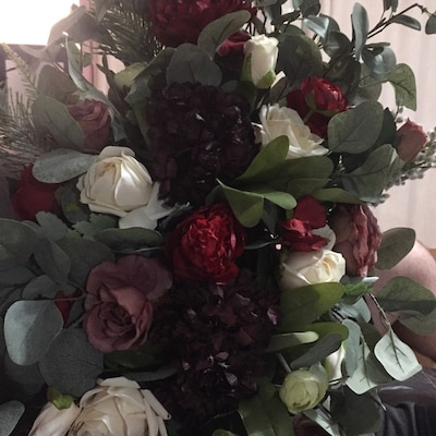 Dark Red and White Rose Flower Swags for Arch,wedding Arch Flowers,silk ...