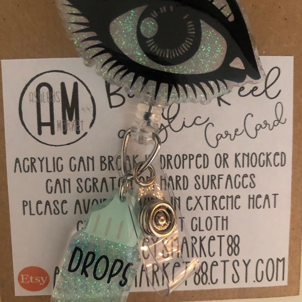 Eye With Eye Drops Badge Reel | Eye Dr Badge Reel | Ophthalmology ...