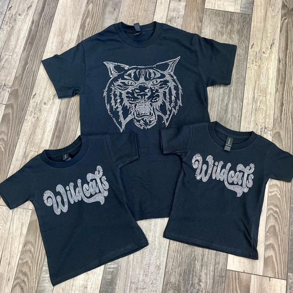 Wildcat Face 11" Ready to Press Spangle Transfer Bling Transfer Sparkle ...