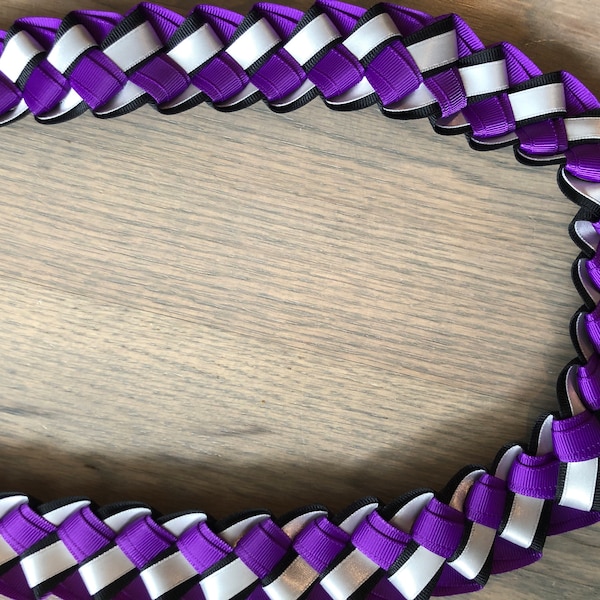 Black & Old Gold 6-strand Graduation Ribbon Lei | Thick, High-quality ...