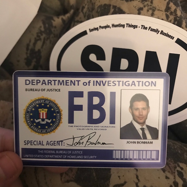 Supernatural FBI Badge "john Bonham" AKA Dean Winchester - Etsy