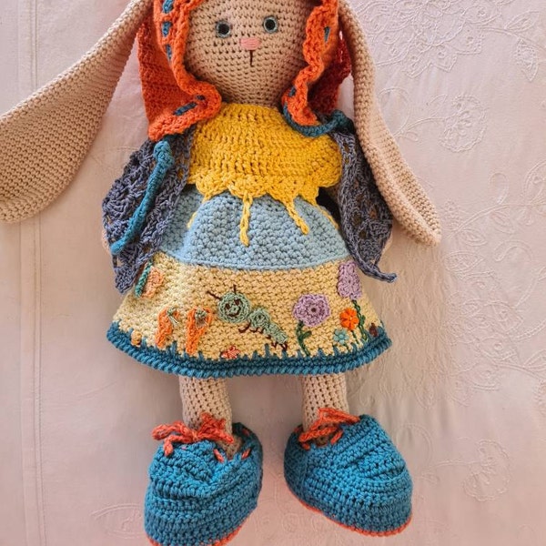 Crochet Pattern Amigurumi Doll Bunny Clothes Outfit "grethen ...