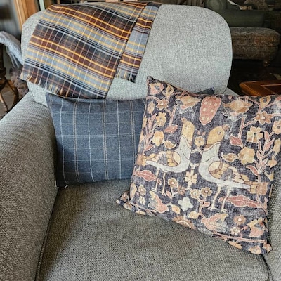 Plaid Throw Pillow, Moody Pillow Covers, Dark Gray Pillow 20x20 ...