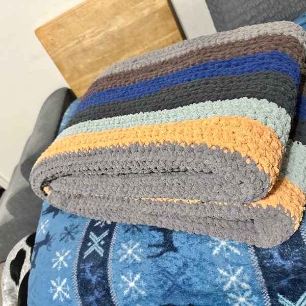 CROCHET PATTERN & VIDEO/ Calming Stripes Throw Blanket, Oversized ...