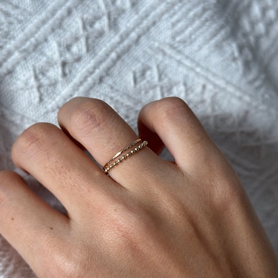 Double Chevron Ring, Minimalist Ring, Simple Ring, 14k Gold Flat ...