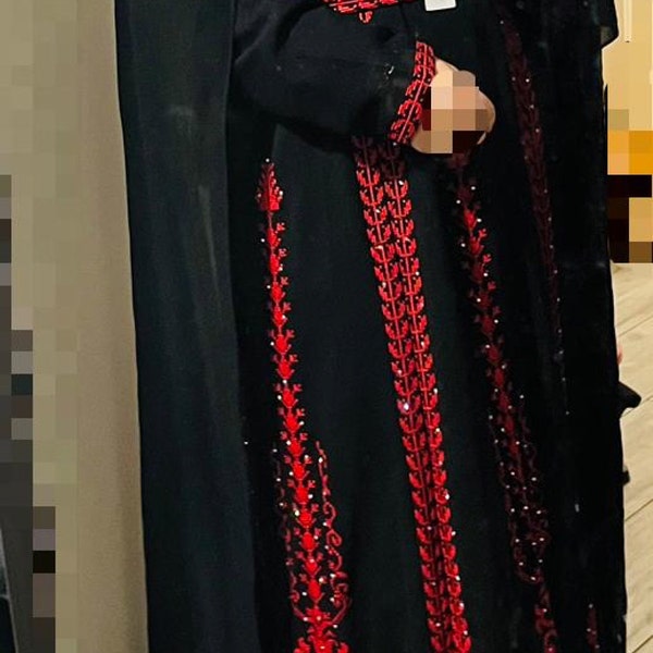 Red Embroidered Shawl Scarf Wrap Palestine Jordan Heritage Traditional ...