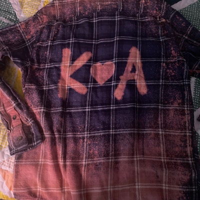 Bleached Heart Flannel Shirt for Valentine's Day Upcycled Flannel Boho ...