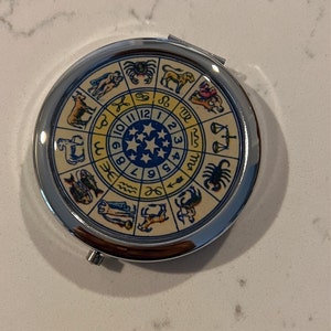 Vintage Zodiac Image Compact Mirror Occult Celestial Astrology Make up ...