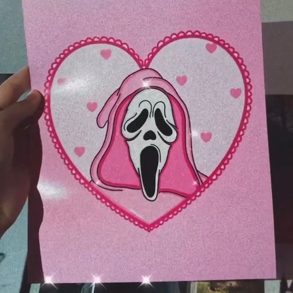 Pink Ghostface Scream Inspired Printable Art, Halloween Decor, Horror ...