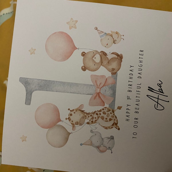 Personalised 1st Birthday Card | Daughter, Granddaughter, Niece Kids ...