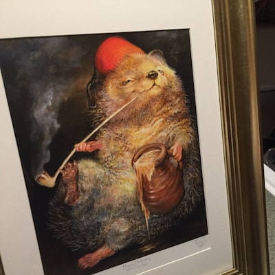 Happy Hedgehog 8x10 Medium Print Pipe Smoking Beer Relax - Etsy