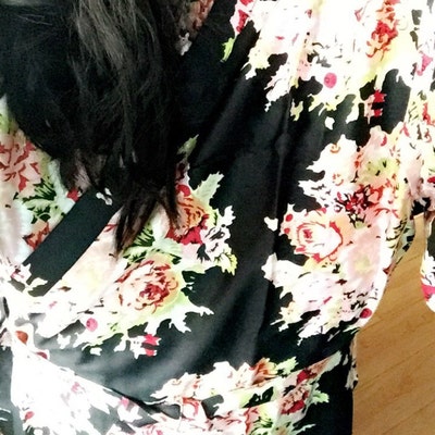 Black Floral Posy Maternity Hospital Gown Delivery Robe - Etsy