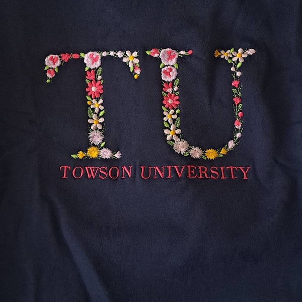 Custom Embroidered Floral College Sweatshirt: Personalized Sorority ...
