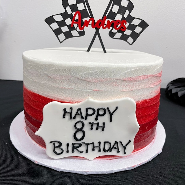 Personalized Race Cake Topper | Racing Flags | Racing Theme Birthday ...