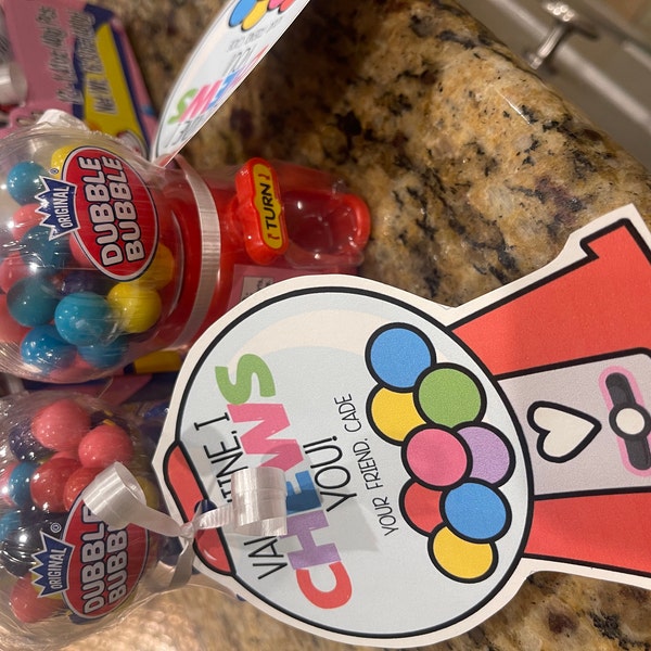 Personalized Gumball Machine Valentines, Digital File, I Chews You ...