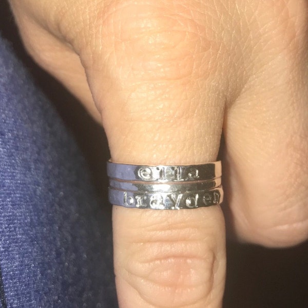 Hand Stamped Name Ring - Silver Name Ring - Gold Name Ring - Rose Gold ...