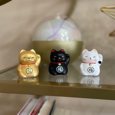 Ceramic Lucky Cat Set Lucky Cats for Luck, Happiness, Wealth and ...