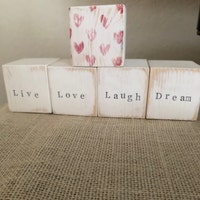 Wooden Word Blocks Home Accessories Valentines Gift for Her - Etsy UK