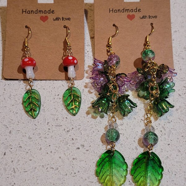 Fairy Wing Pixie Dust Gliter Dangle Earrings, Fairy Moom Charm ...