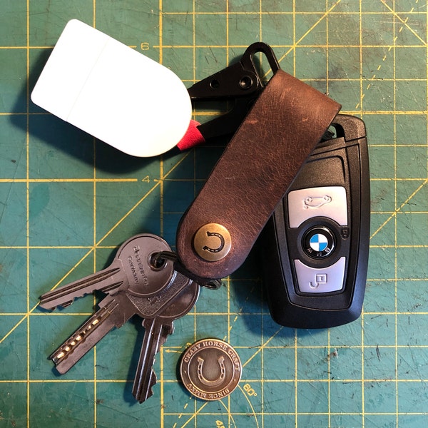 Minimalist Key Holder / Organiser, Brown Veg-tanned Crazy Horse Style ...