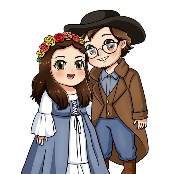 Custom Chibi Couple Portrait, Christmas Gift, Personalized Digital ...