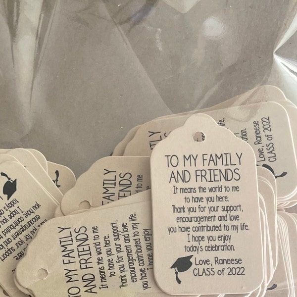 To My Family and Friends (my MEDIUM, LARGE or SMALL Tag) Personalized ...