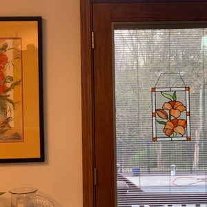 Rose Flower Stained Glass Suncatcher Floral Stain Glass Window Hanging ...