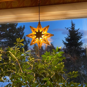 Wooden Window Star Light, Scandinavian Welcome Star, Swedish Christmas ...