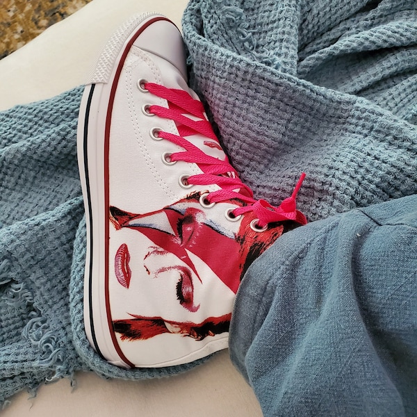 David Bowie Fan Art Custom Converse / Aladdin Sane Inspired ...