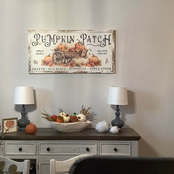 Large Pumpkin Patch Sign, Fall Pumpkin Farm Sign, Canvas Wall Sign ...