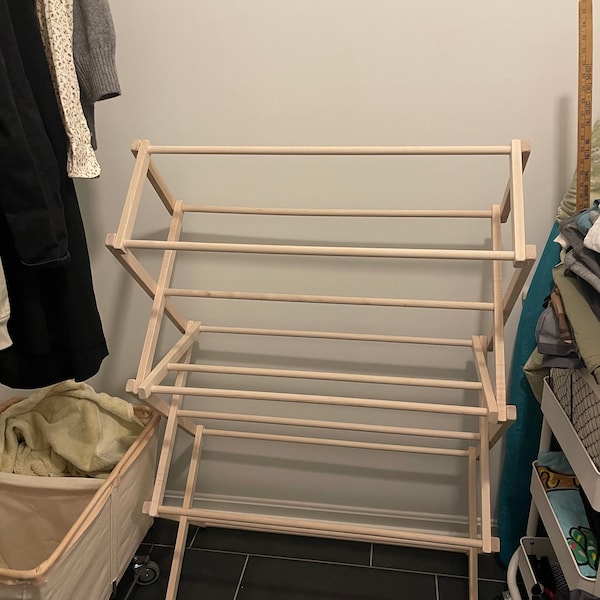 Folding Spiral Clothes Drying Rack Wooden - Amish Handmade - Etsy