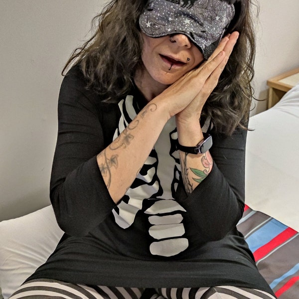 Weeping Beauty. Gothic Sleeping Mask, Sleep Mask, Moons, Skulls, Bats ...