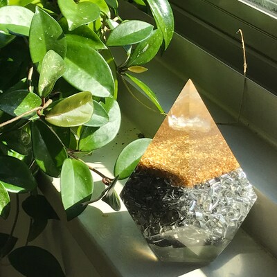 Black Orgonite Pyramid for Strong EMF & 5G. Mental Health Gift. Stress ...