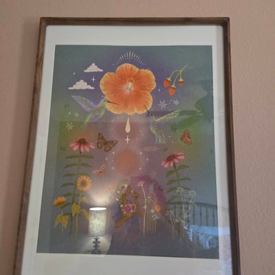 Spiritual Art Print Moon Phase Illustration Boho Gift Idea Blue Folk ...